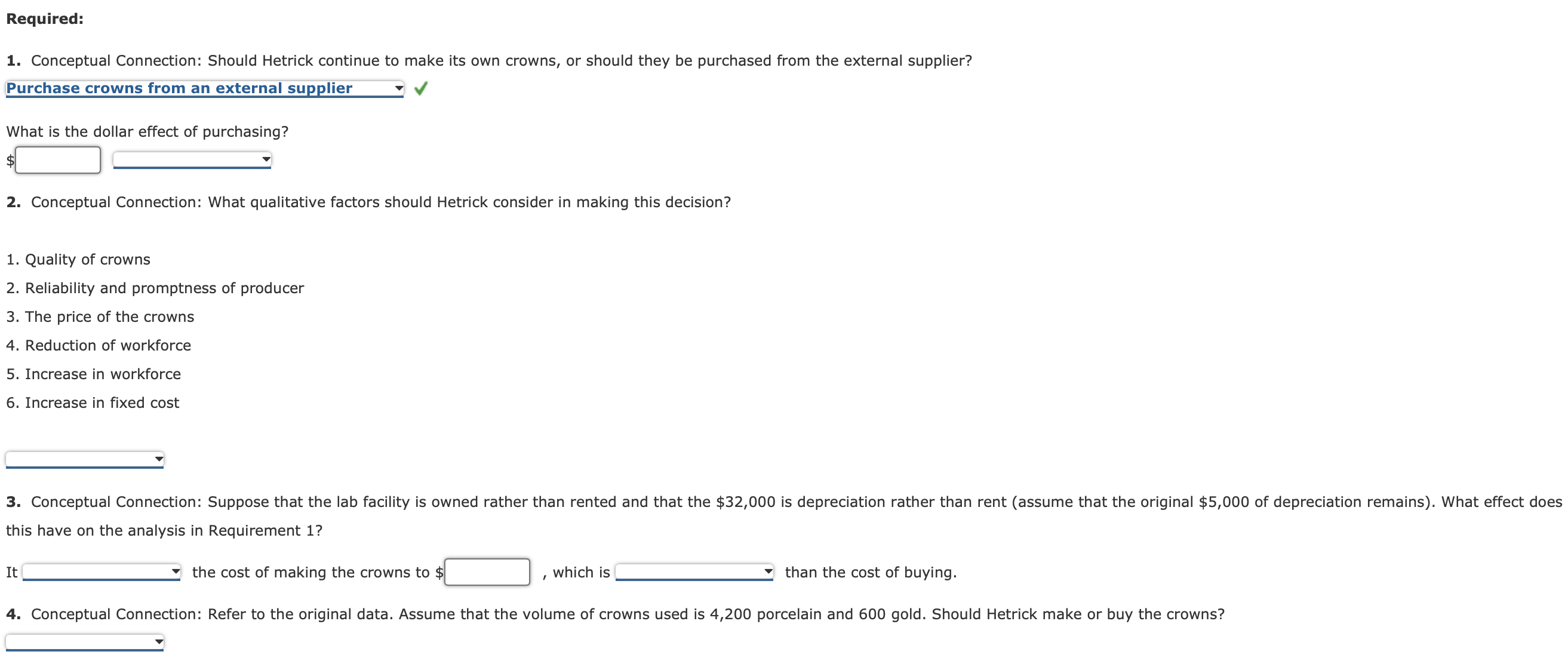 Solved Make or Buy, Qualitative Considerations Fixed | Chegg.com