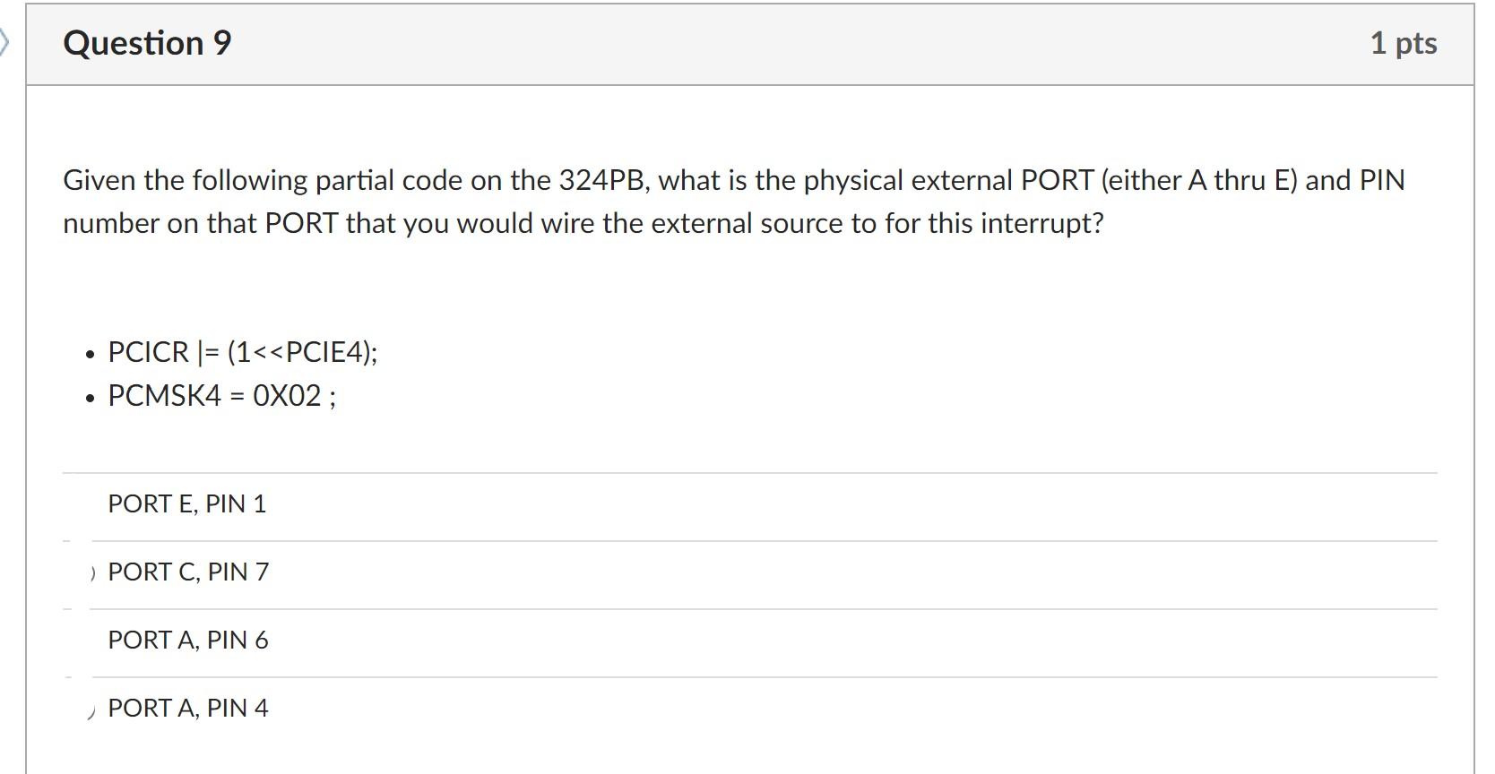 Solved Question 9 1 pts Given the following partial code on | Chegg.com