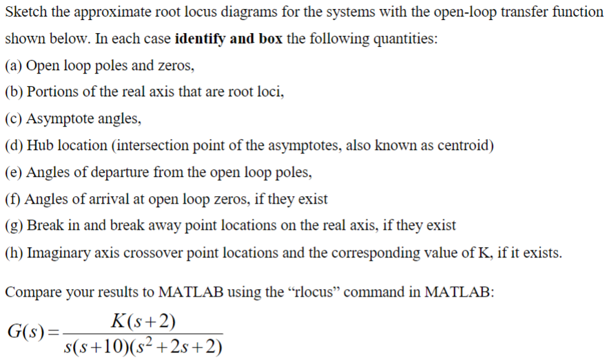Solved Sketch the approximate root locus diagrams for the | Chegg.com