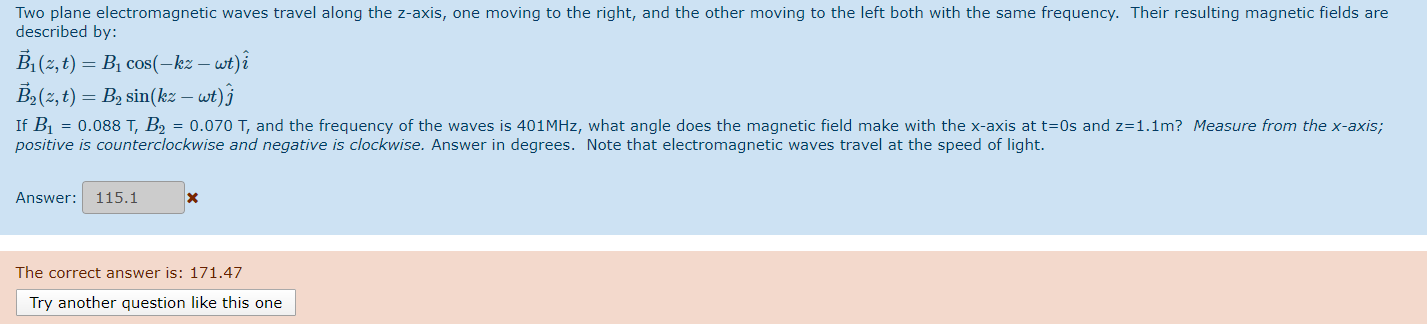 Solved Two plane electromagnetic waves travel along the | Chegg.com