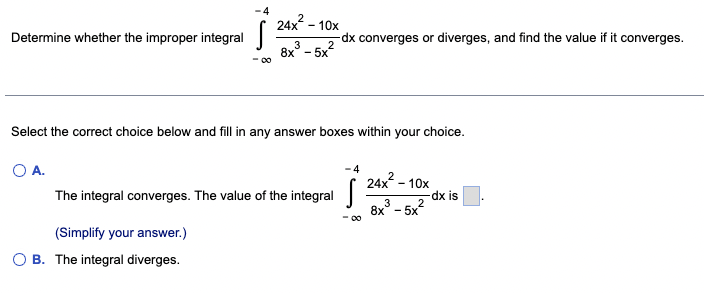 Solved Determine whether the improper integral | Chegg.com