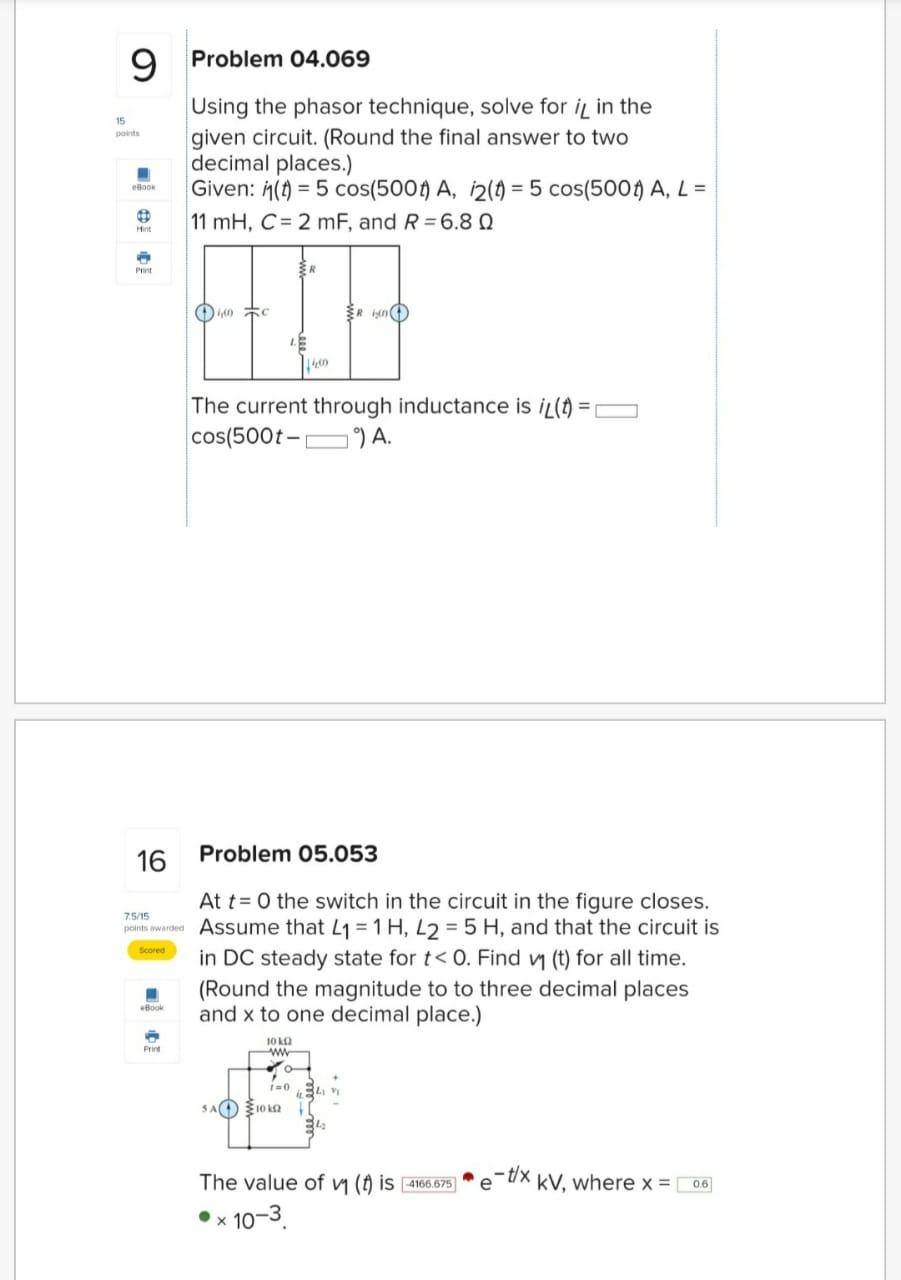 Solved Using the phasor technique, solve for iL in the given | Chegg.com