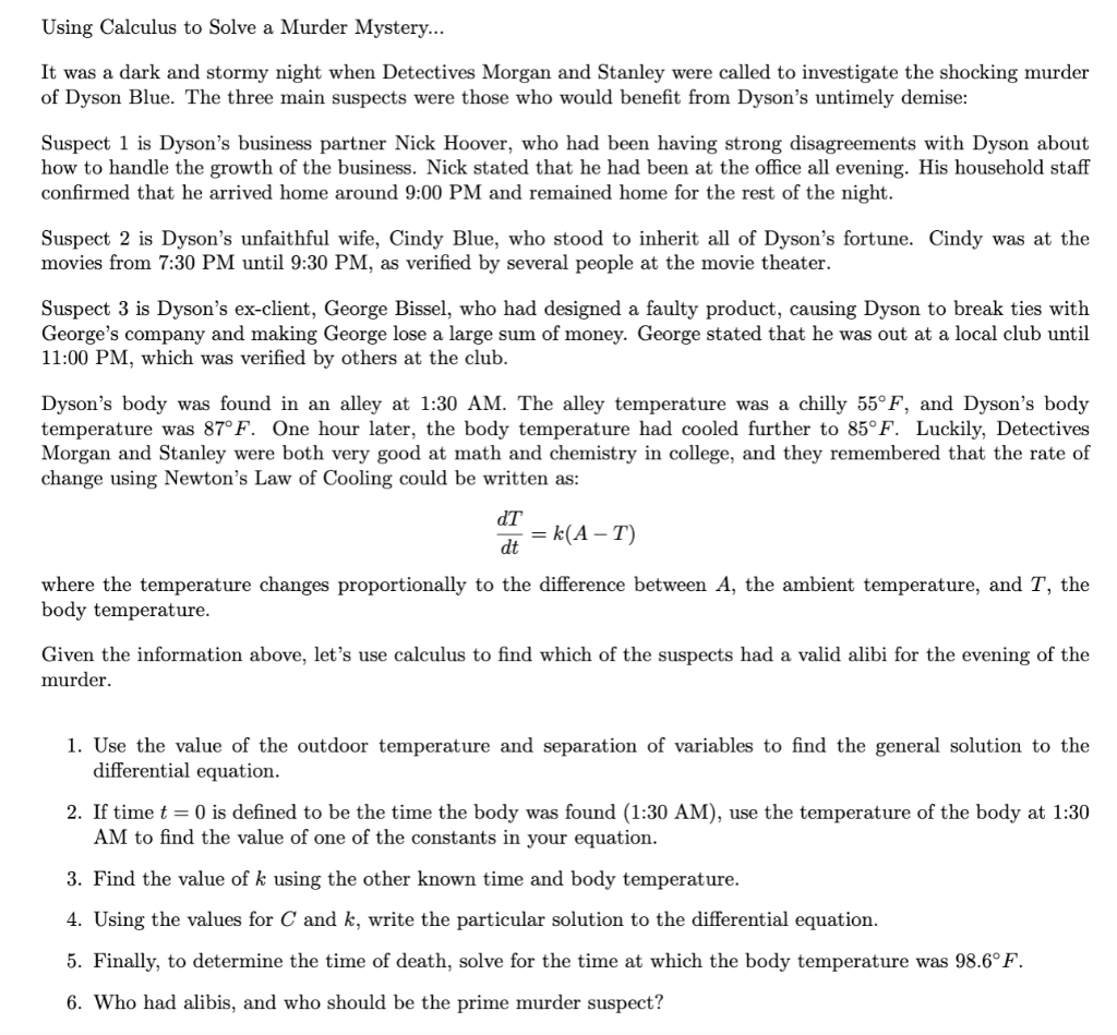 Solved It was a dark and stormy night when Detectives Morgan | Chegg.com