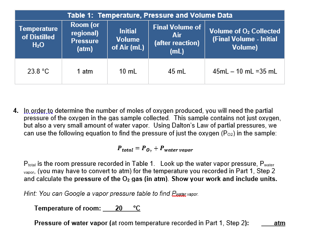 Solved In_order.to determine the number of moles of oxygen | Chegg.com