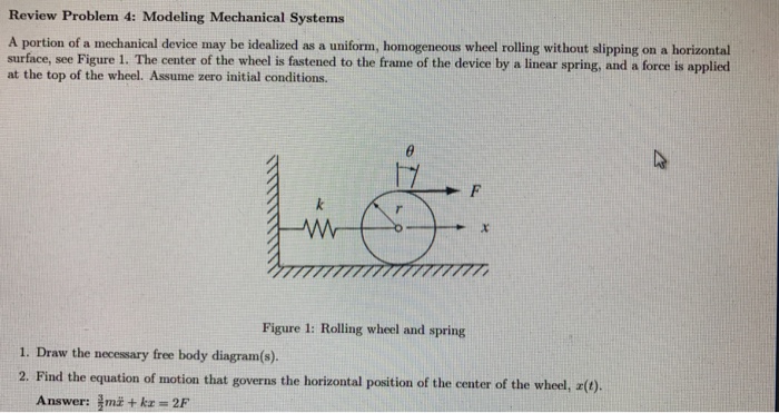 Solved Review Problem 4: Modeling Mechanical Systems A | Chegg.com