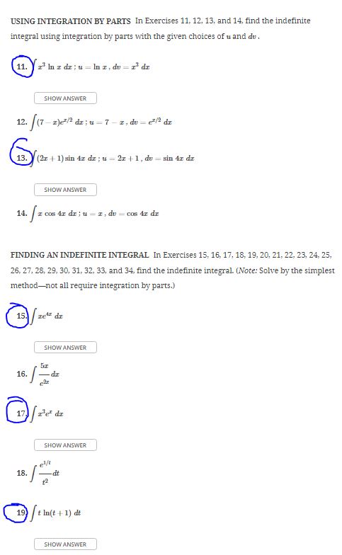 Solved USING INTEGRATION BY PARTS In Exercises 11,12,13, and | Chegg.com