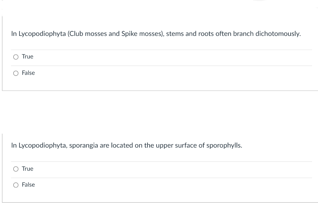 Solved In Lycopodiophyta (Club mosses and Spike mosses), | Chegg.com
