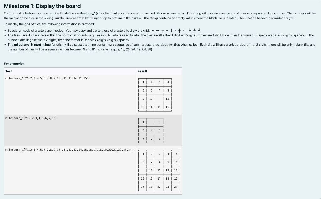Solved Milestone 1: Display the board To display the grid of | Chegg.com