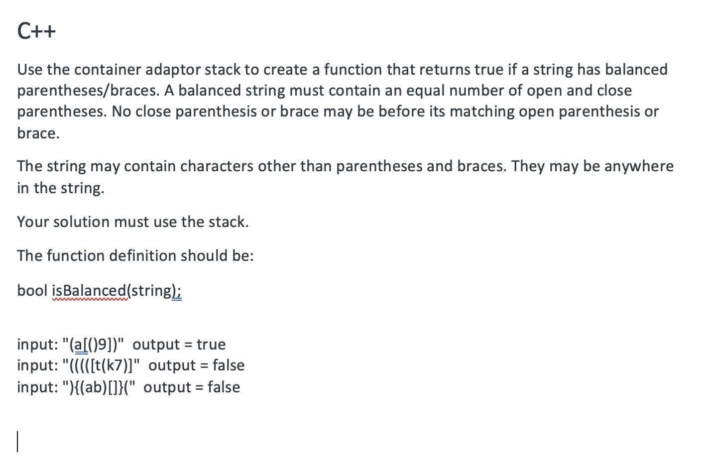 Solved Use the container adaptor stack to create a function | Chegg.com