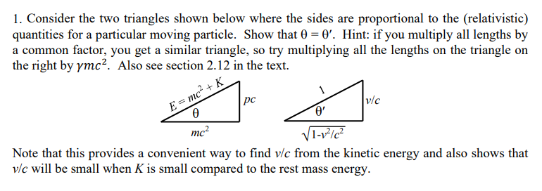 Solved 1. Consider the two triangles shown below where the | Chegg.com