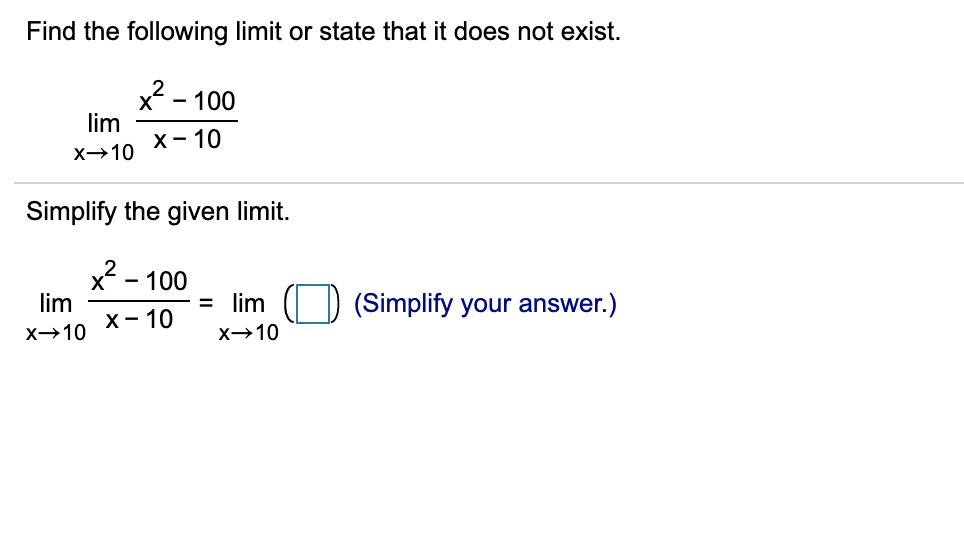 Solved Find the following limit or state that it does not | Chegg.com