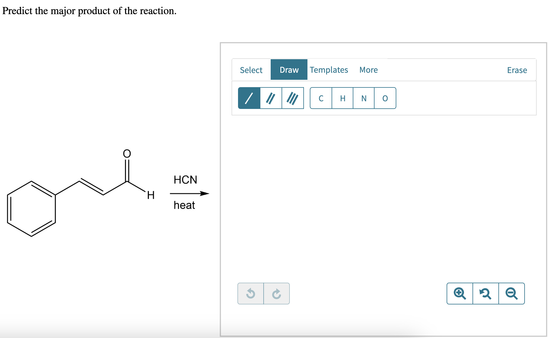 Solved Predict the major product of the reaction. heat HCN | Chegg.com