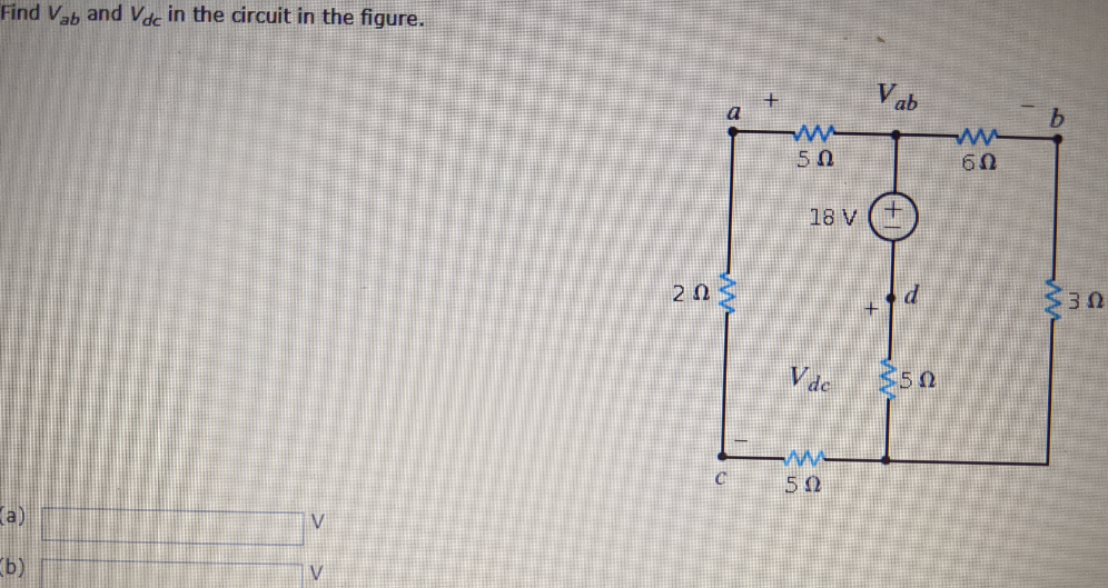 Solved Find Vab and Vdc in the circuit in the figure. 5 Ω | Chegg.com