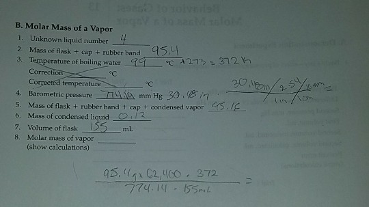 Solved Is this how you calulate for molar mass of vapor? If | Chegg.com Solved Is this how you calulate for molar mass of vapor? If | Chegg.com