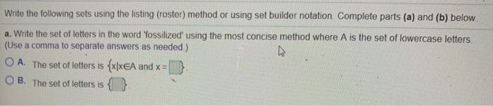 Solved Write the following sets using the listing (roster) | Chegg.com