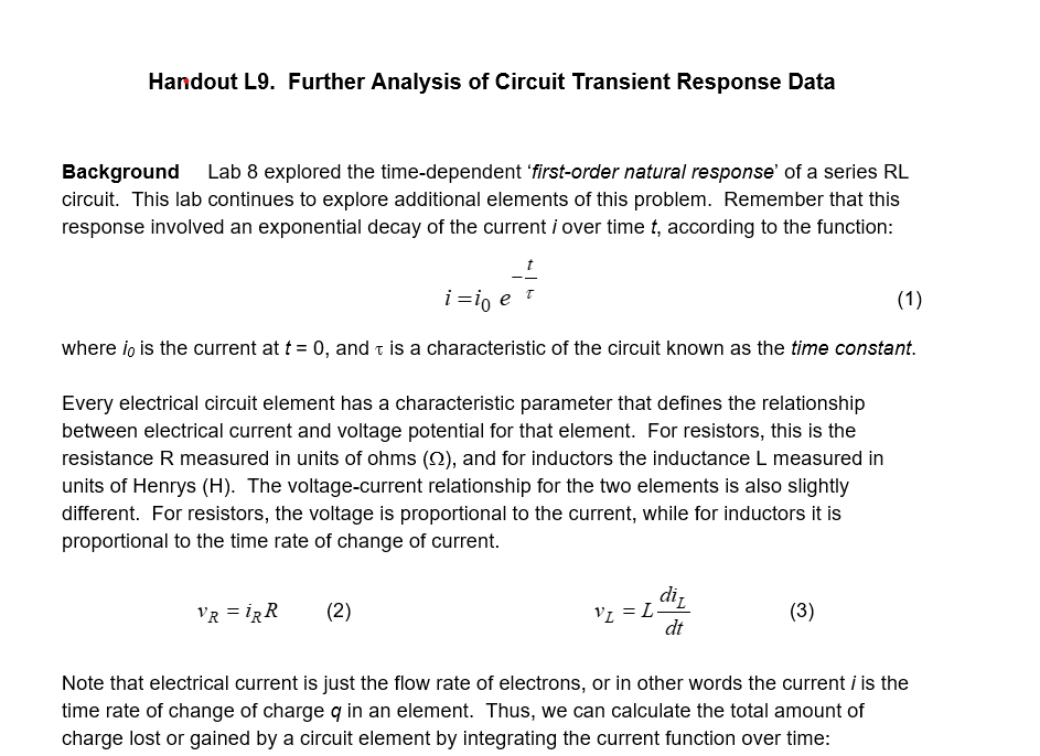 Solved MATLAB CODE:Handout L9. Further Analysis of Circuit | Chegg.com