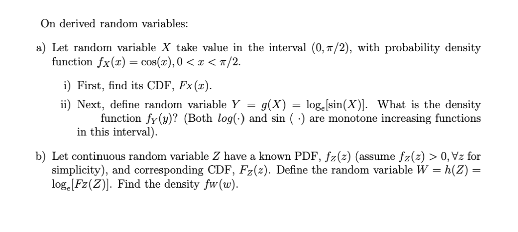 Solved On Derived Random Variables A Let Random Variable X 1477