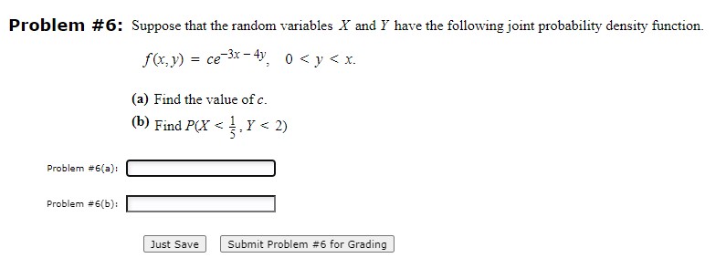 Solved Problem #6: Suppose that the random variables x ﻿and | Chegg.com