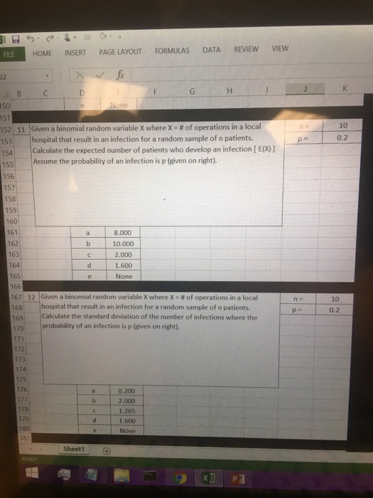 Solved HOME INSERT PAGE LAYOUT FORMULAS DATA REVIEW VIEW 12 | Chegg.com