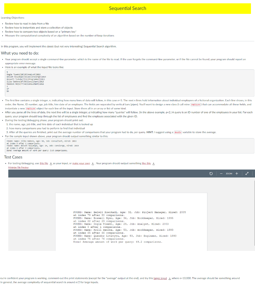 Solved Sequential Search Learning Objectives: • Review how | Chegg.com