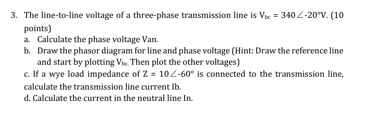Solved The line-to-line voltage of a three-phase | Chegg.com