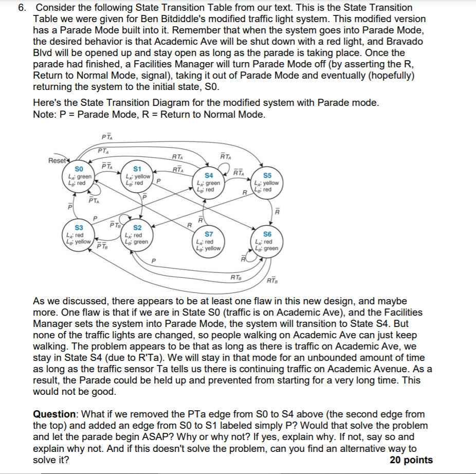 Solved Consider The Following State Transition Table From
