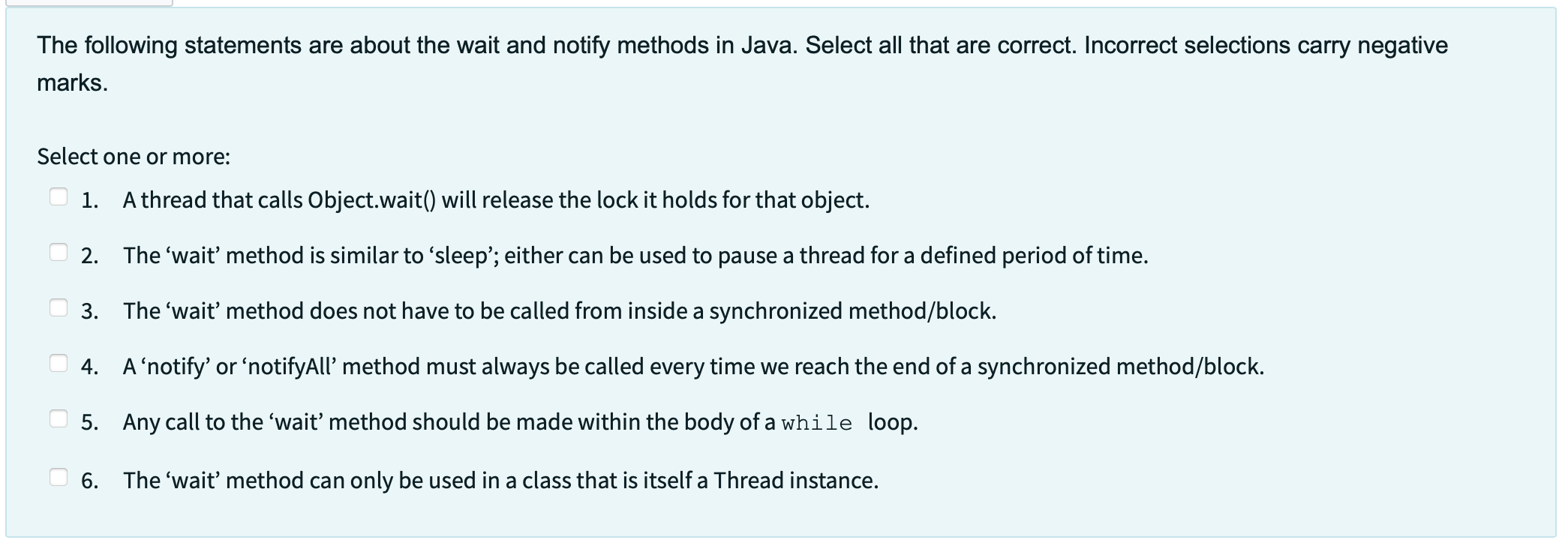 Solved The following statements are about the wait and | Chegg.com