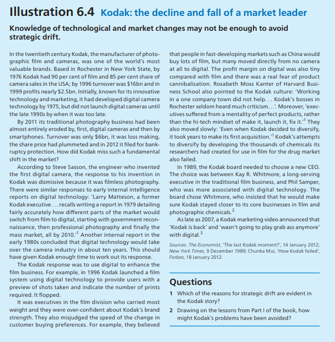 Solved Which of the reasons for strategic drift are evident | Chegg.com