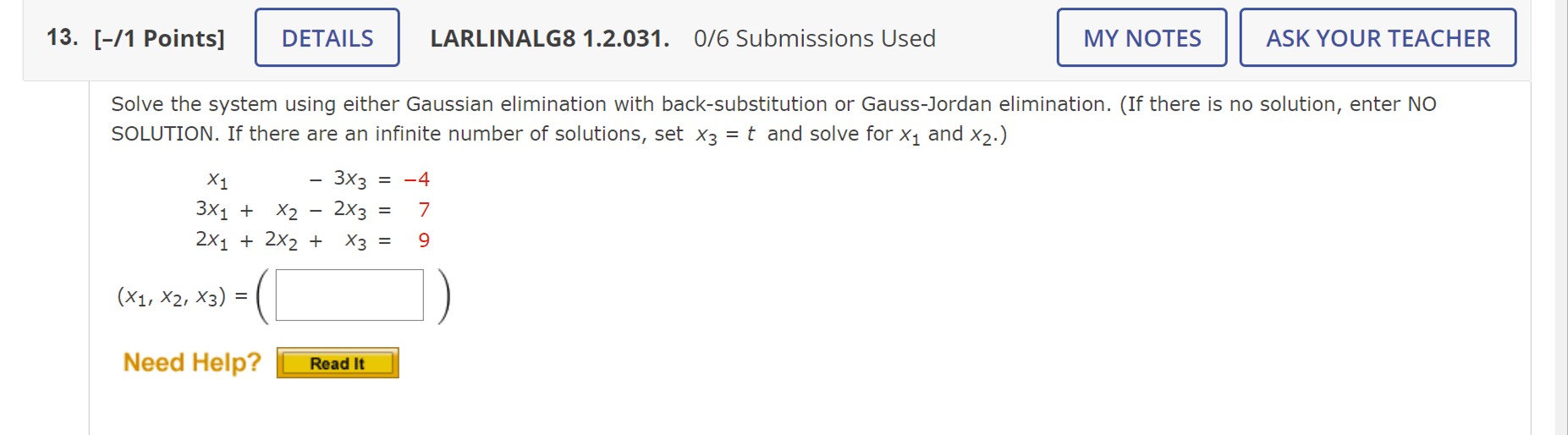 Solved Solve the system using either Gaussian elimination | Chegg.com