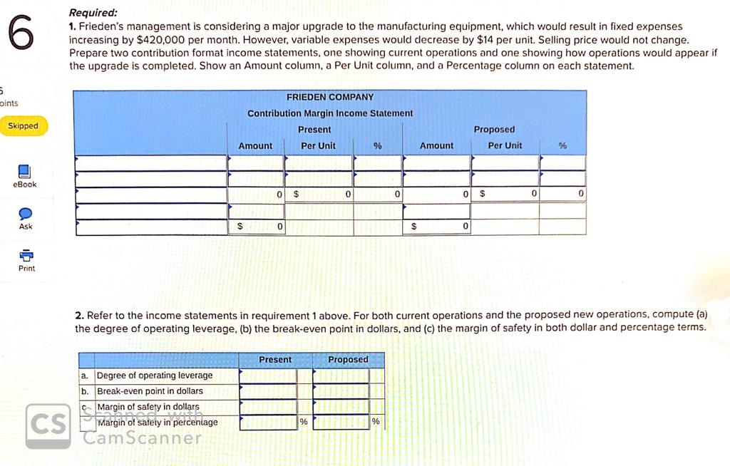 Solved Problem 4-27 Changes in Cost Structure; Break-Even | Chegg.com