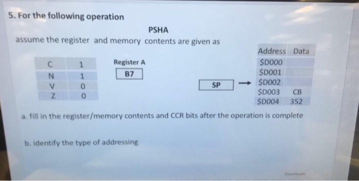 Solved Assume the register and memory contents are given as | Chegg.com