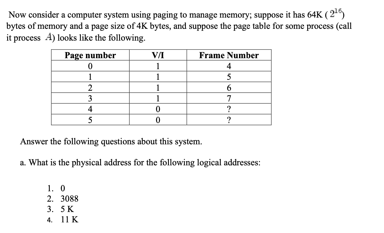 Solved A System Uses Simple Paging With 232 Bytes Of Main 