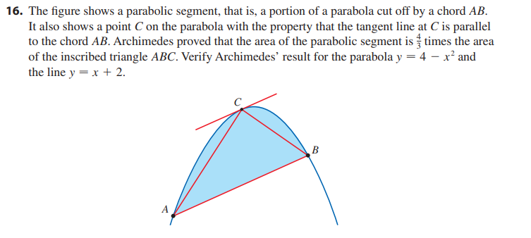 Solved 16. The figure shows a parabolic segment, that is, a | Chegg.com