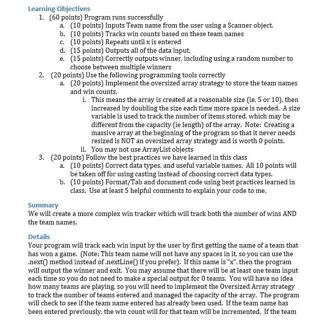 Solved Learning Objectives 1. (60 points) Program runs | Chegg.com