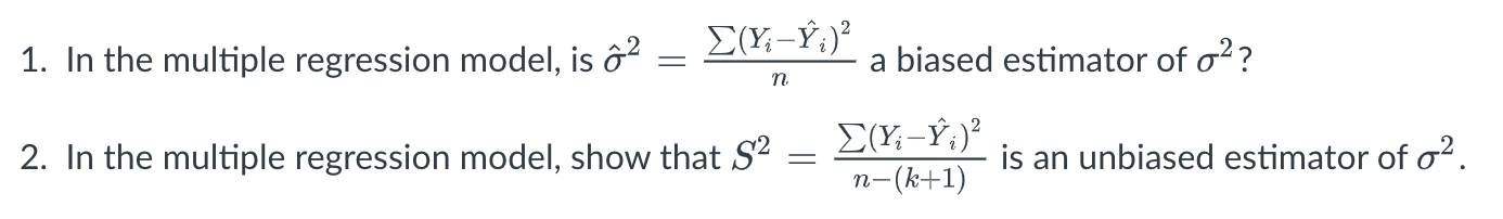 Solved 1. In the multiple regression model, is | Chegg.com