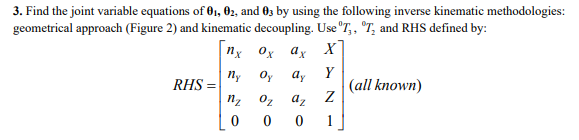 3. Find the joint variable equations of θ1,θ2, and θ3 | Chegg.com