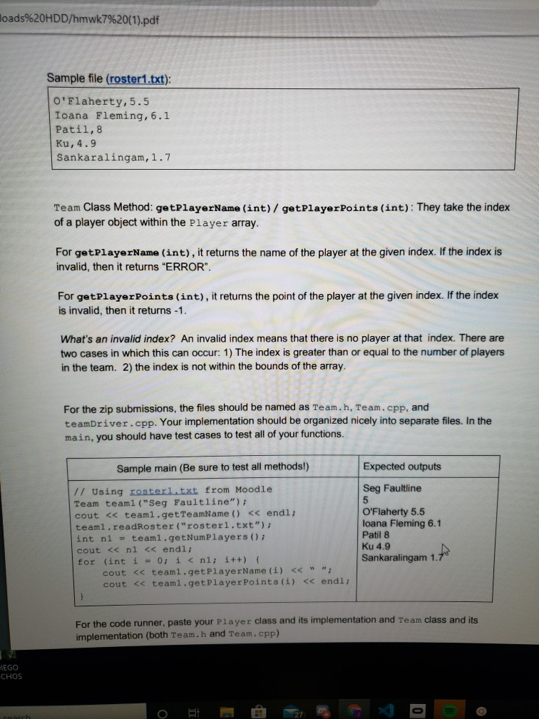Solved OCVT .pur Question 2(25pt): Team Class Create Team.h | Chegg.com
