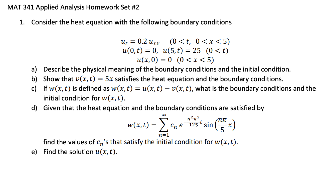 Solved MAT 341 Applied Analysis Homework Set #2 1. Consider | Chegg.com