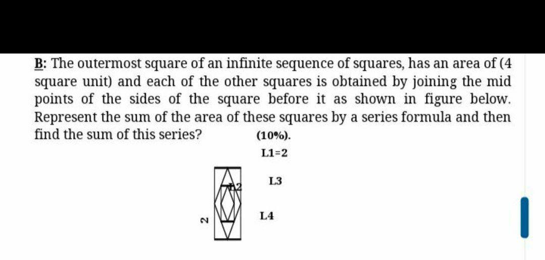 Solved B: The outermost square of an infinite sequence of | Chegg.com