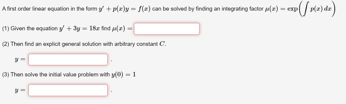 Solved A first order linear equation in the form | Chegg.com