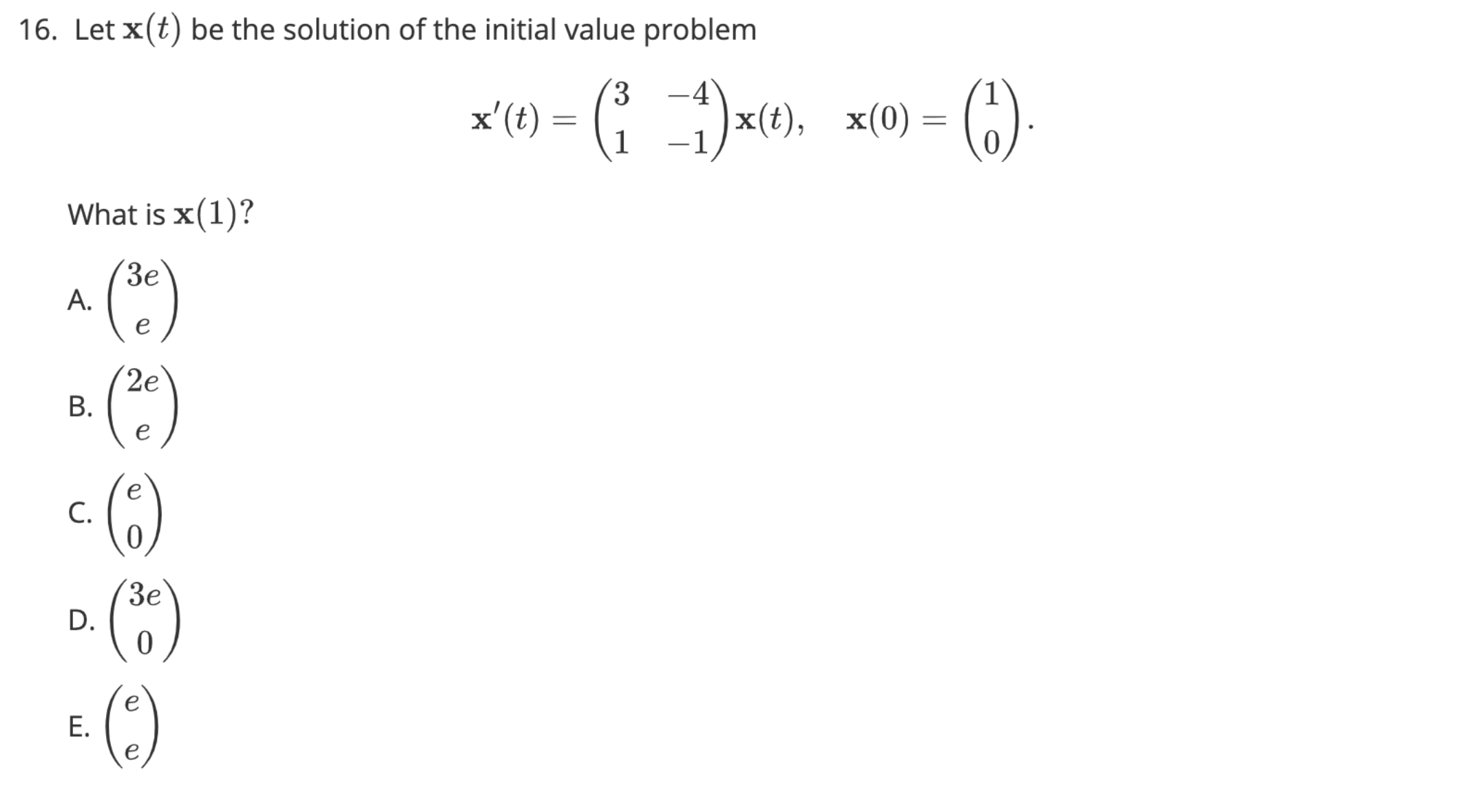 Solved Let x(t) ﻿be the solution of the initial value | Chegg.com