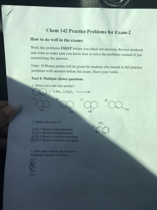 Solved Chem 142 Practice Problems for Exam-2 How to do well | Chegg.com