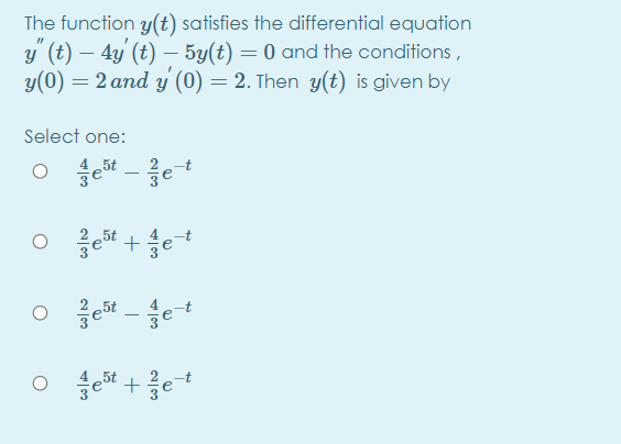 Solved The function y(t) satisfies the differential equation | Chegg.com | Chegg.com