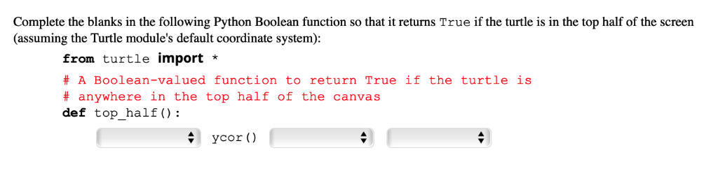 Solved Complete the blanks in the following Python Boolean | Chegg.com