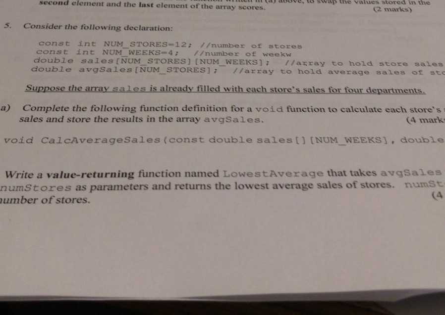 Solved second element and the last element of the array | Chegg.com