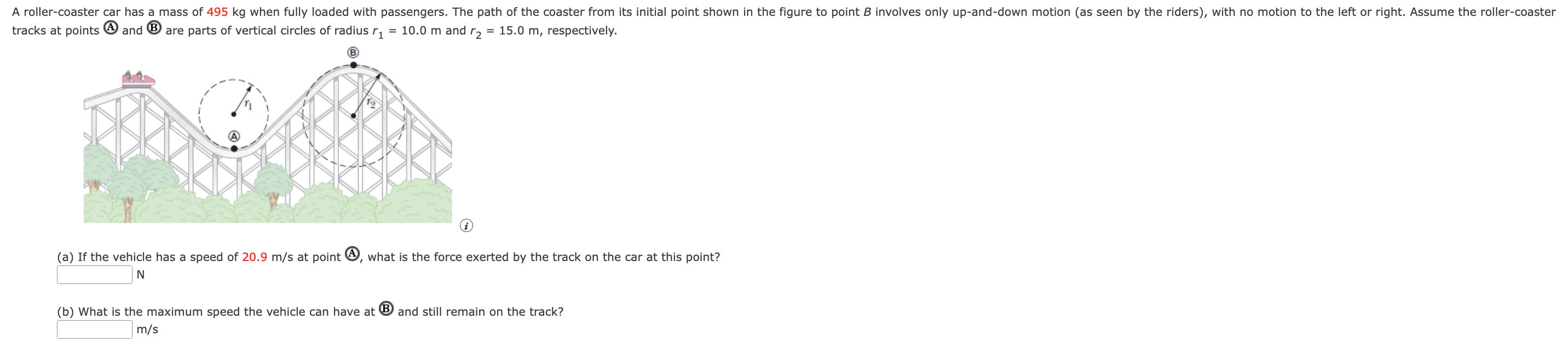 Solved tracks at points (A) and (B) are parts of vertical | Chegg.com