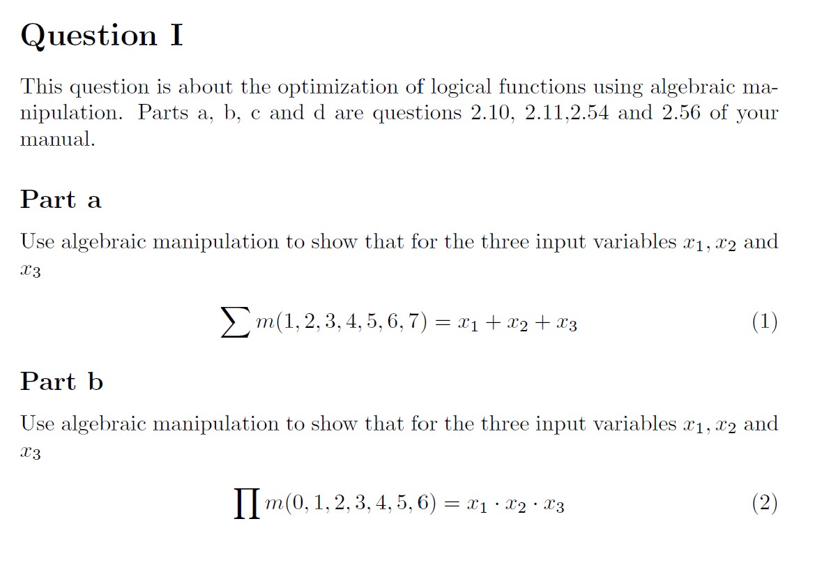 Solved This question is about the optimization of logical | Chegg.com