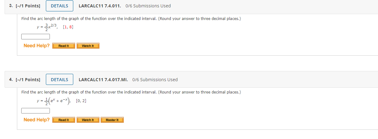 Solved 3. (-/1 Points] DETAILS LARCALC11 7.4.011. 0/6 | Chegg.com