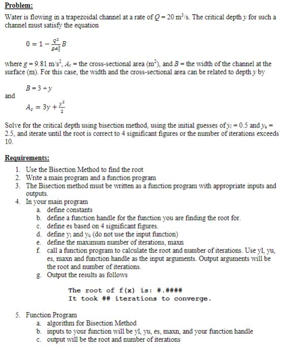 Solved Problem: Water is flowing in a trapezoidal channel at | Chegg.com