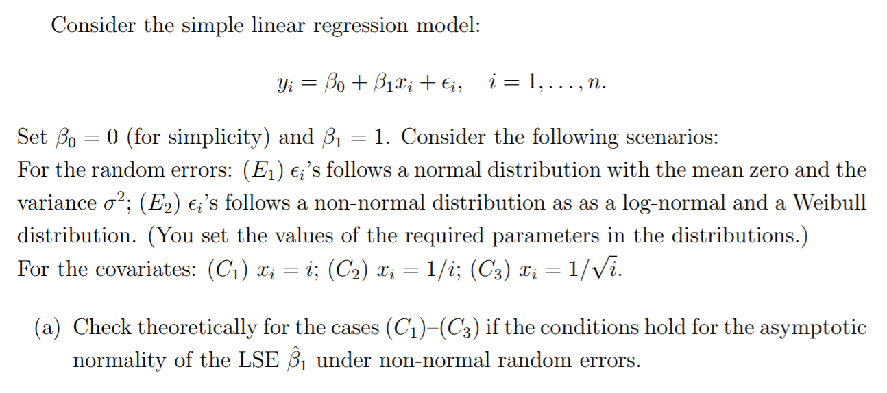 Consider the simple linear regression model: Yi = Bo | Chegg.com